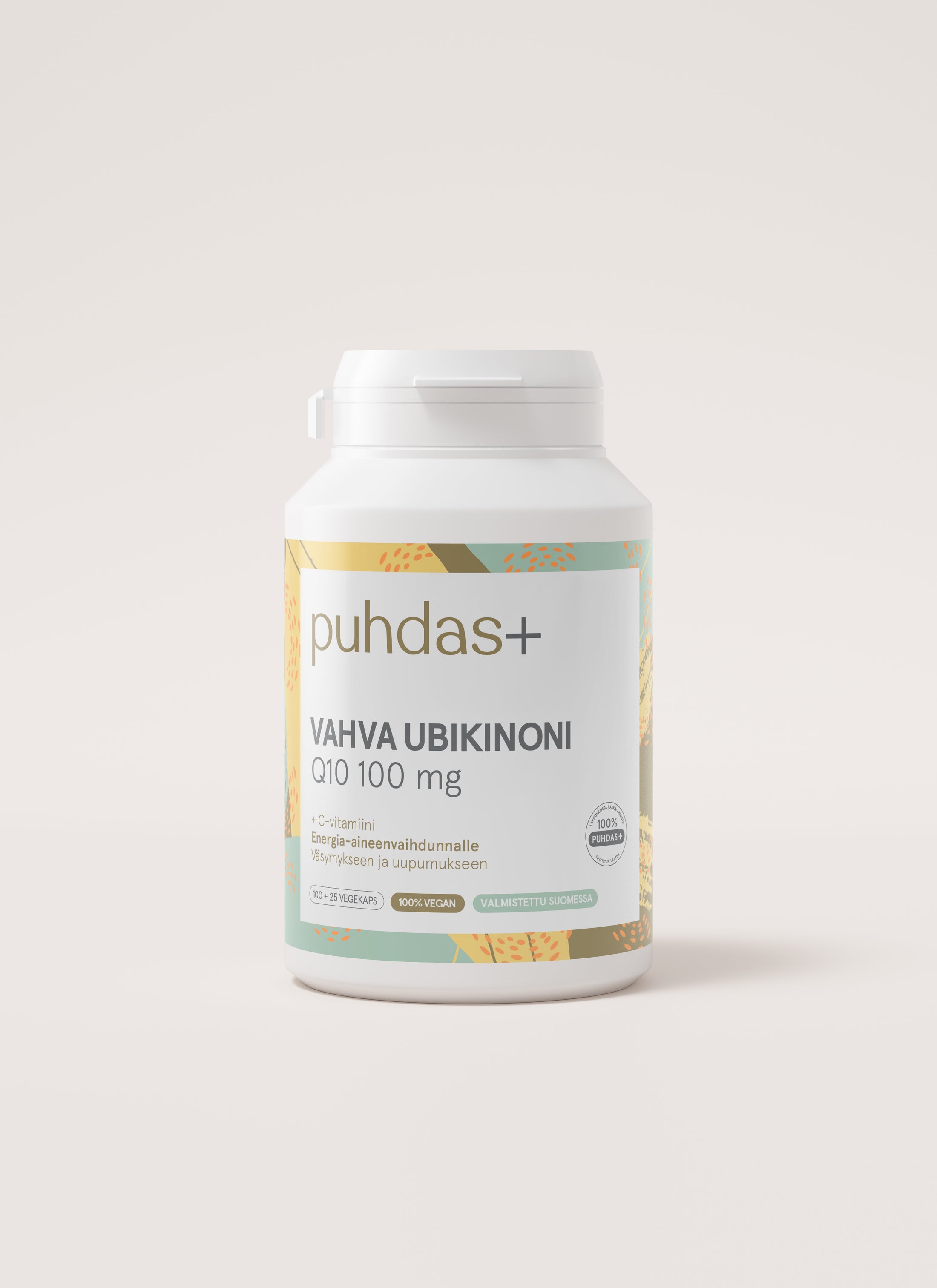 Ubikinoni Q10 100 mg + C-vitamiini – puhdasplus