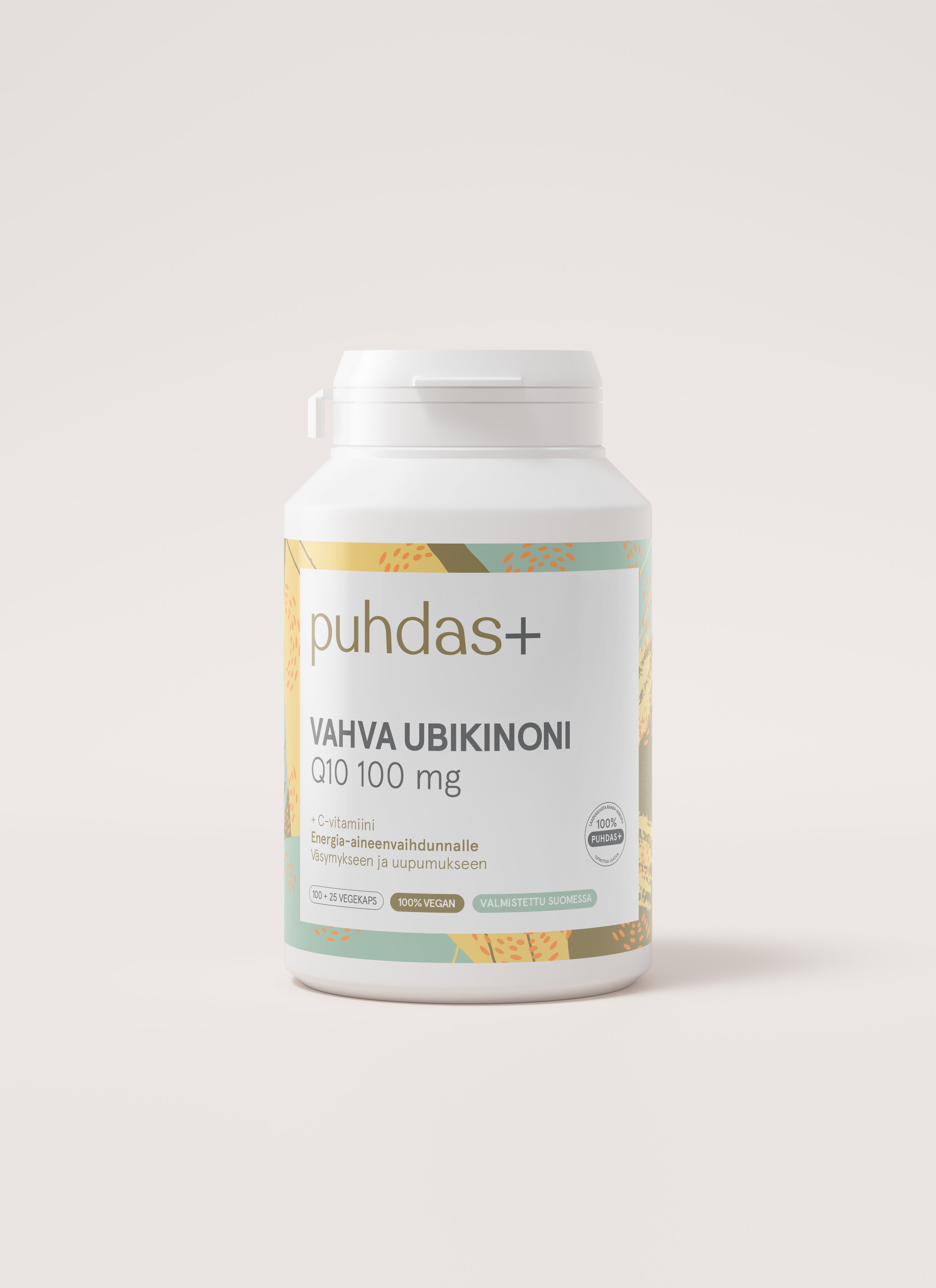 Ubikinoni Q10 100 mg + C-vitamiini – puhdasplus